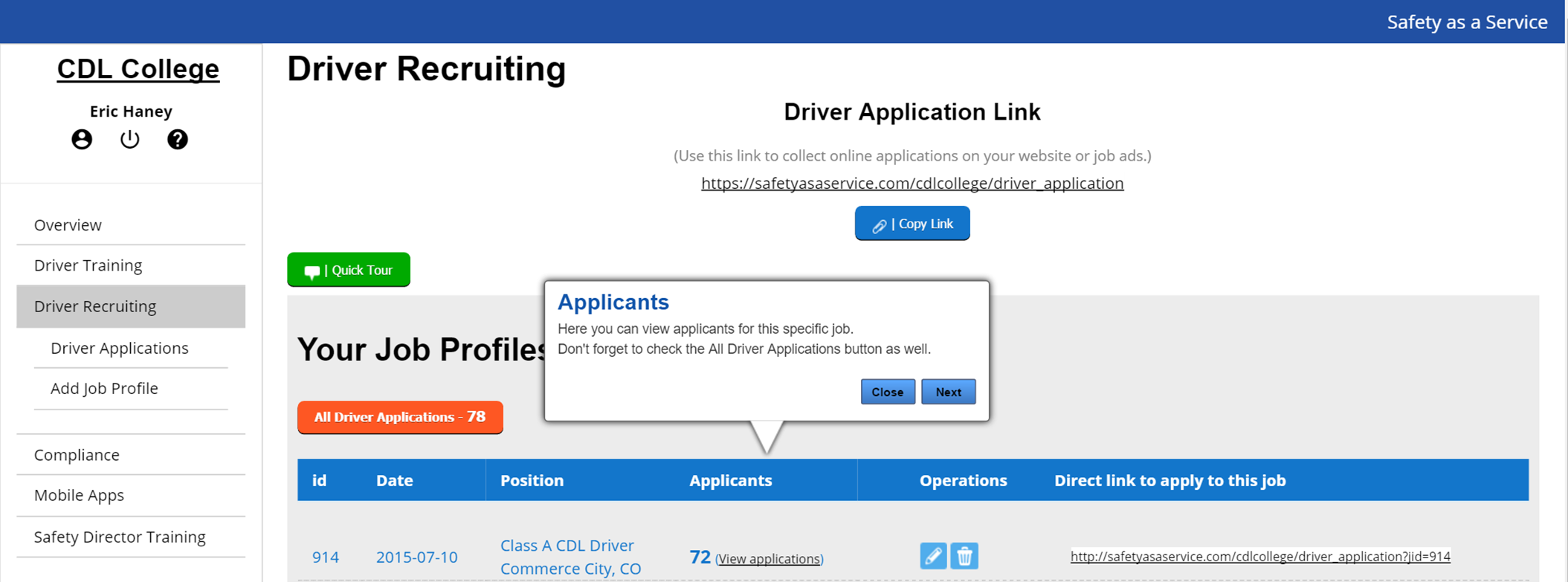 Online Driver Applications